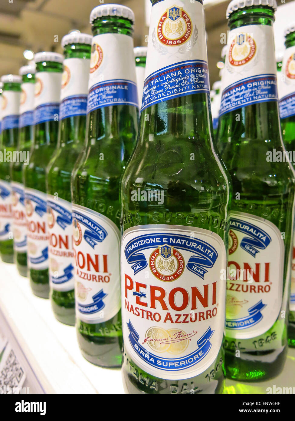 Peroni Beer Bottle Display, Eataly Italian Marketplace, NYC Stock Photo ...