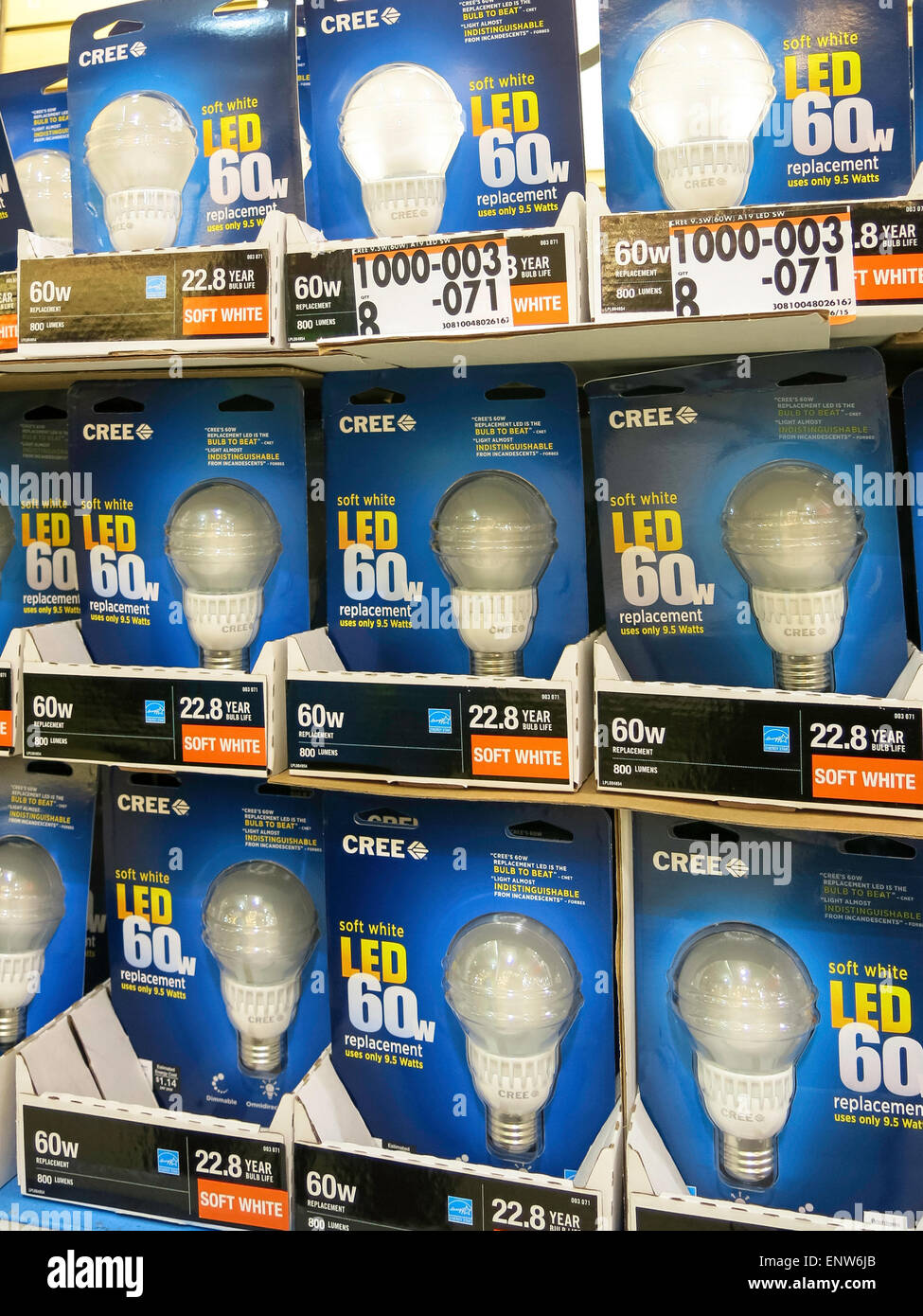 LED 60 Watt Light bulb Display in Home Depot, NYC Stock Photo - Alamy