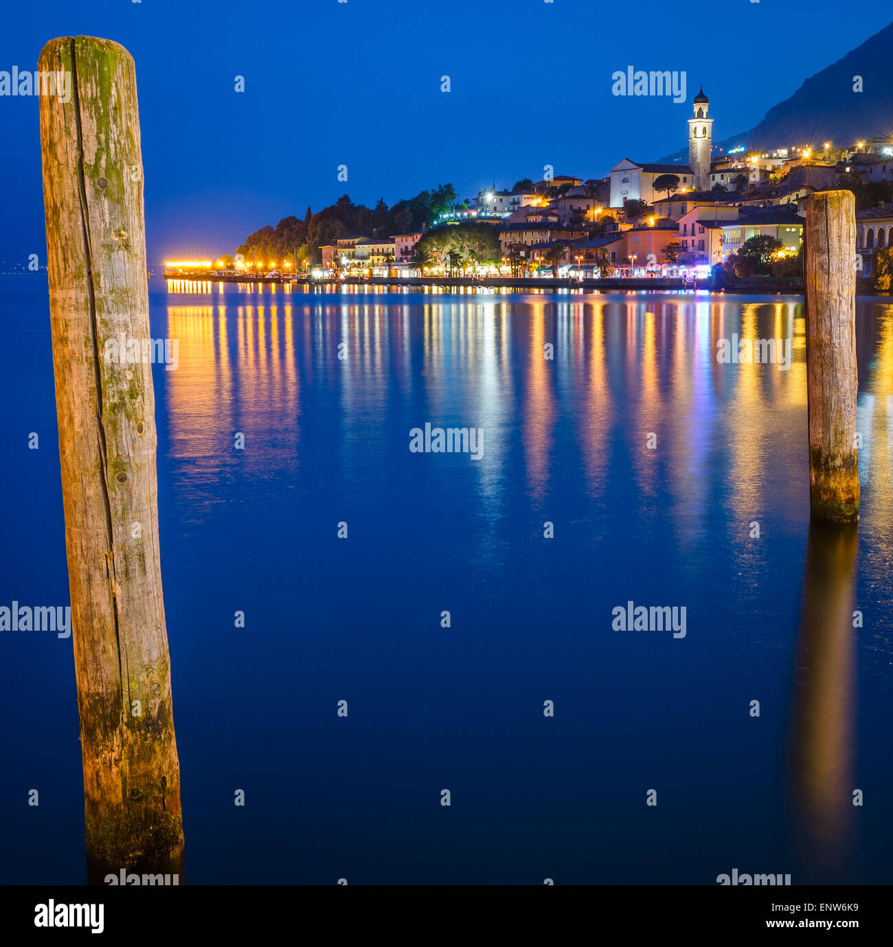 Lake Garda, Town of Limone sul Garda (Lombardy, Italy) at blue hour ...