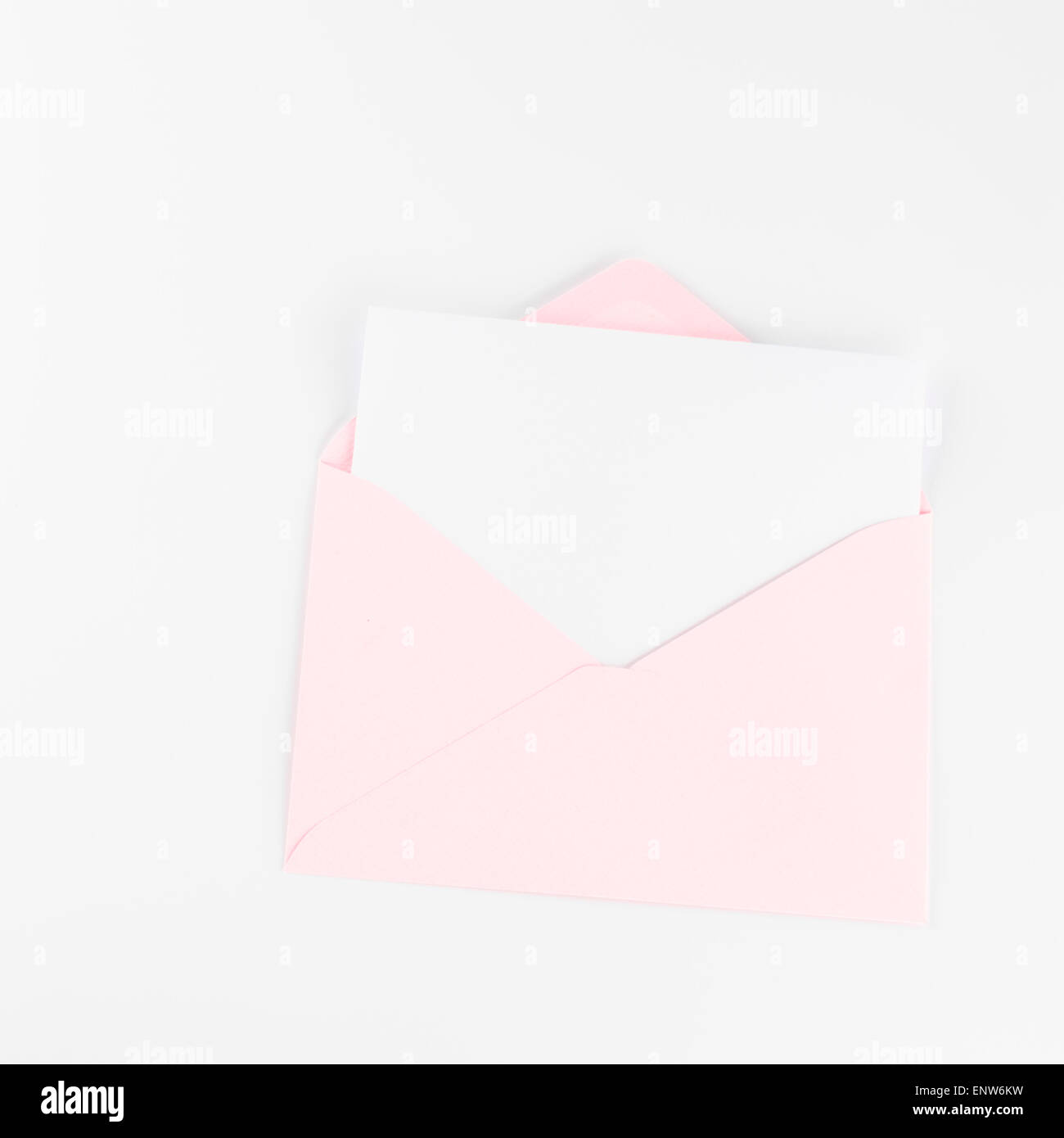 open envelope with white paper on a white background Stock Photo - Alamy