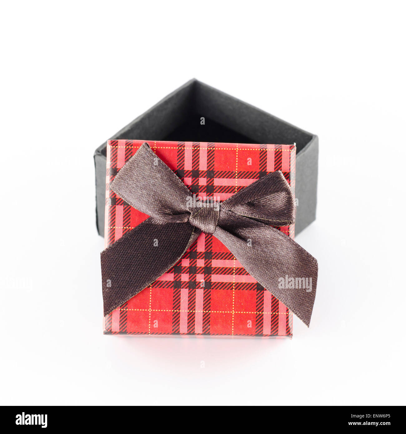 red gift box scotch line isolated on white background Stock Photo - Alamy