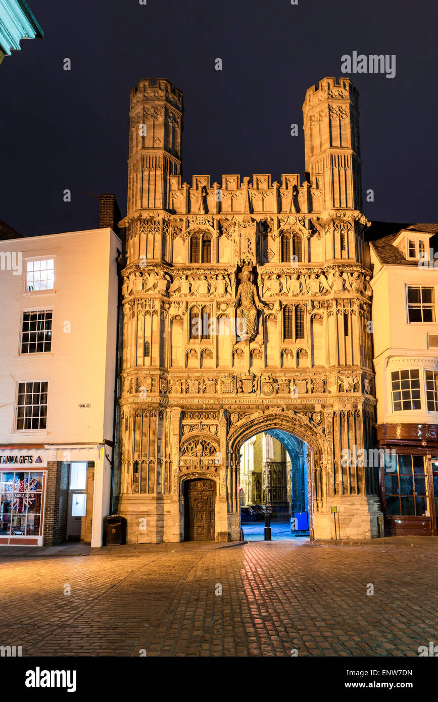 The old entrance gate to Canterbury Cathedral in Kent, one of the ...
