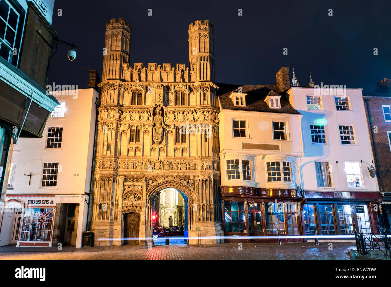 The old entrance gate to Canterbury Cathedral in Kent, one of the ...