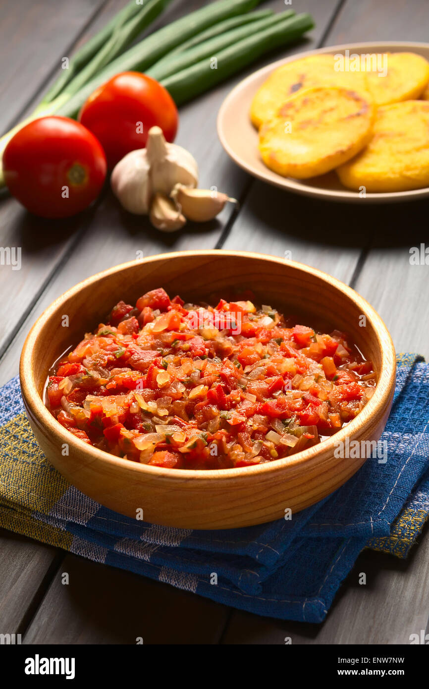 Colombian hogao or criollo sauce (salsa criolla) made of cooked onion ...