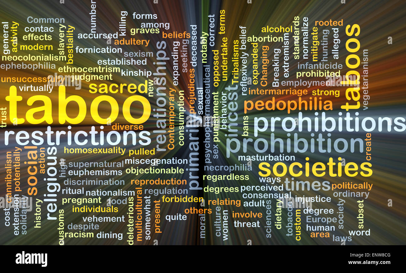 Background concept wordcloud illustration of taboo glowing light Stock ...