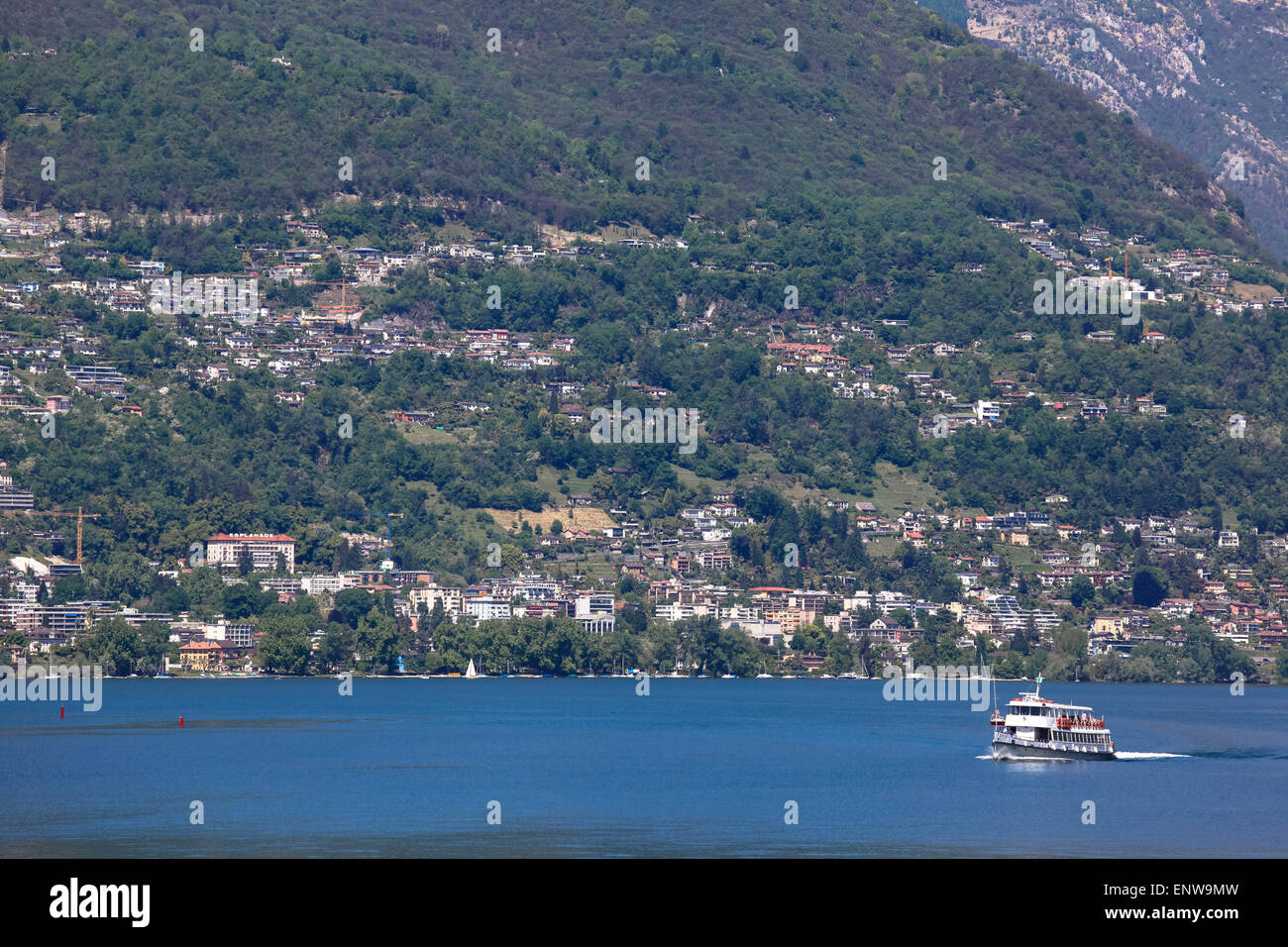 A ferryboat cruising Lake Maggiore near Locarno Stock Photo - Alamy