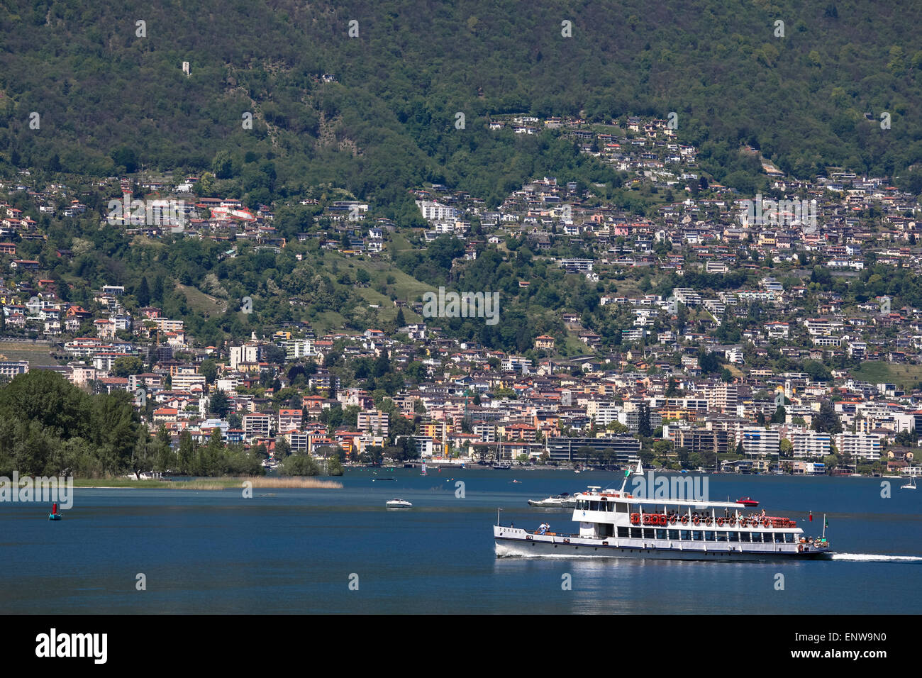 Locarno, Lake Maggiore and a ship Stock Photo - Alamy