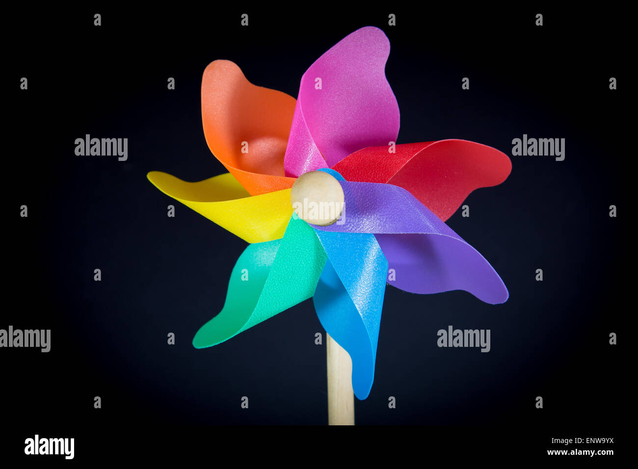 Colorful pinwheel photographed on a black background Stock Photo - Alamy