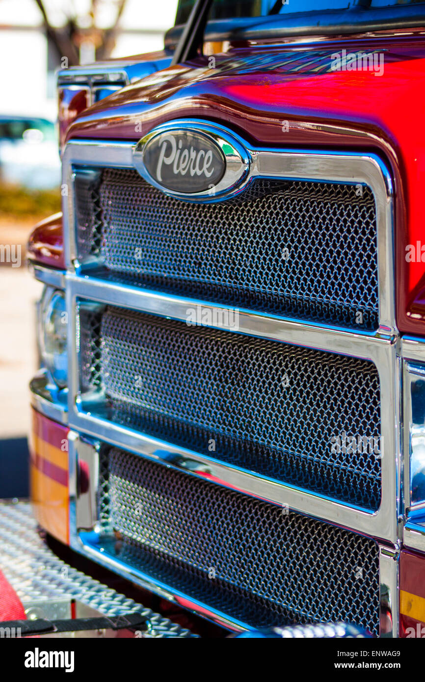 Front of a shiny chrome Fire Truck Stock Photo - Alamy