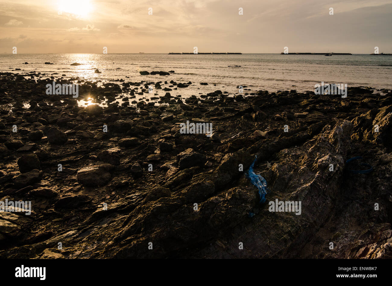 Rock and sea morning light in Thailand Stock Photo - Alamy