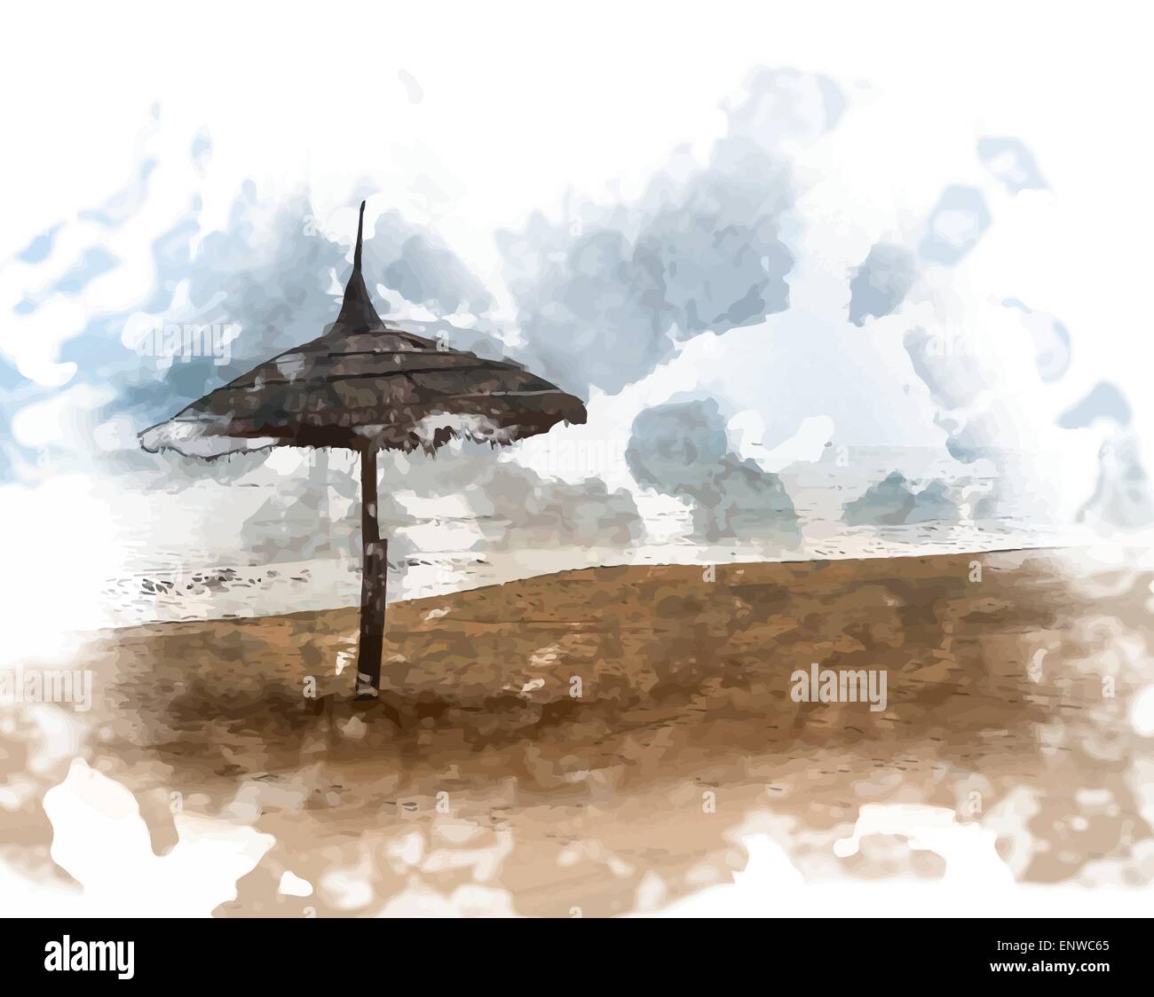 Simple scene with straw umbrella Stock Vector Image & Art - Alamy