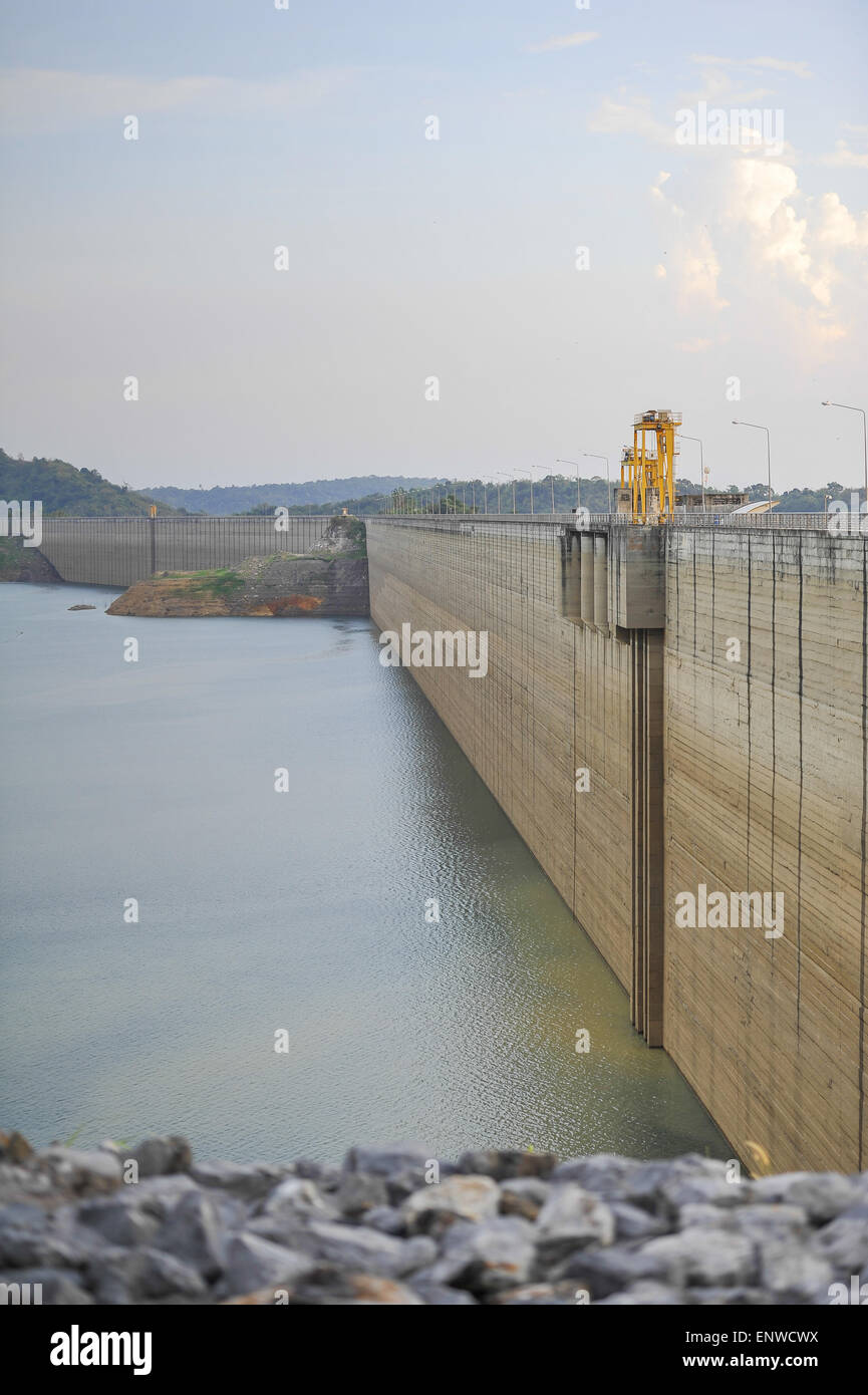 The dam construction and yellow Stock Photo - Alamy