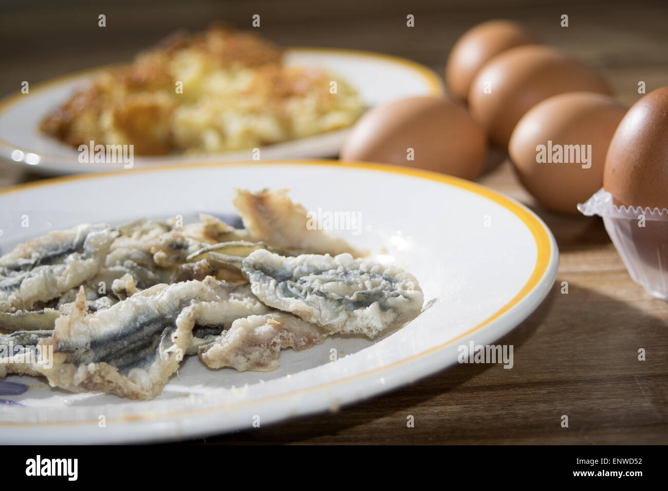 fried anchovies flapjacks with fresh fish of the mediterranean sea ...