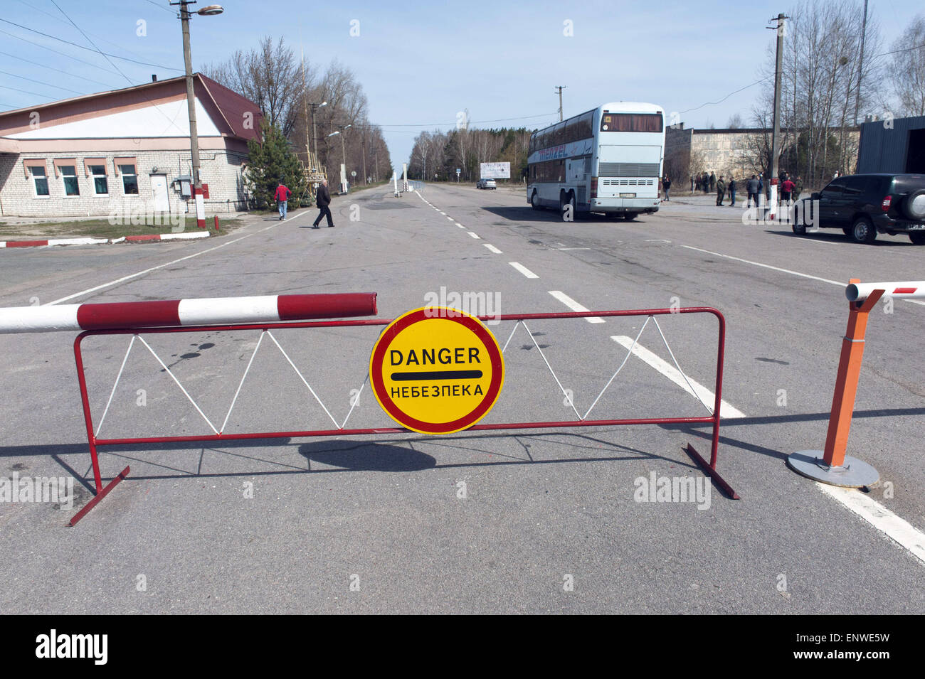 Chernobyl, Ukraine. 23rd Apr, 2015. Entrance gate to Chernobyl. © Hans ...