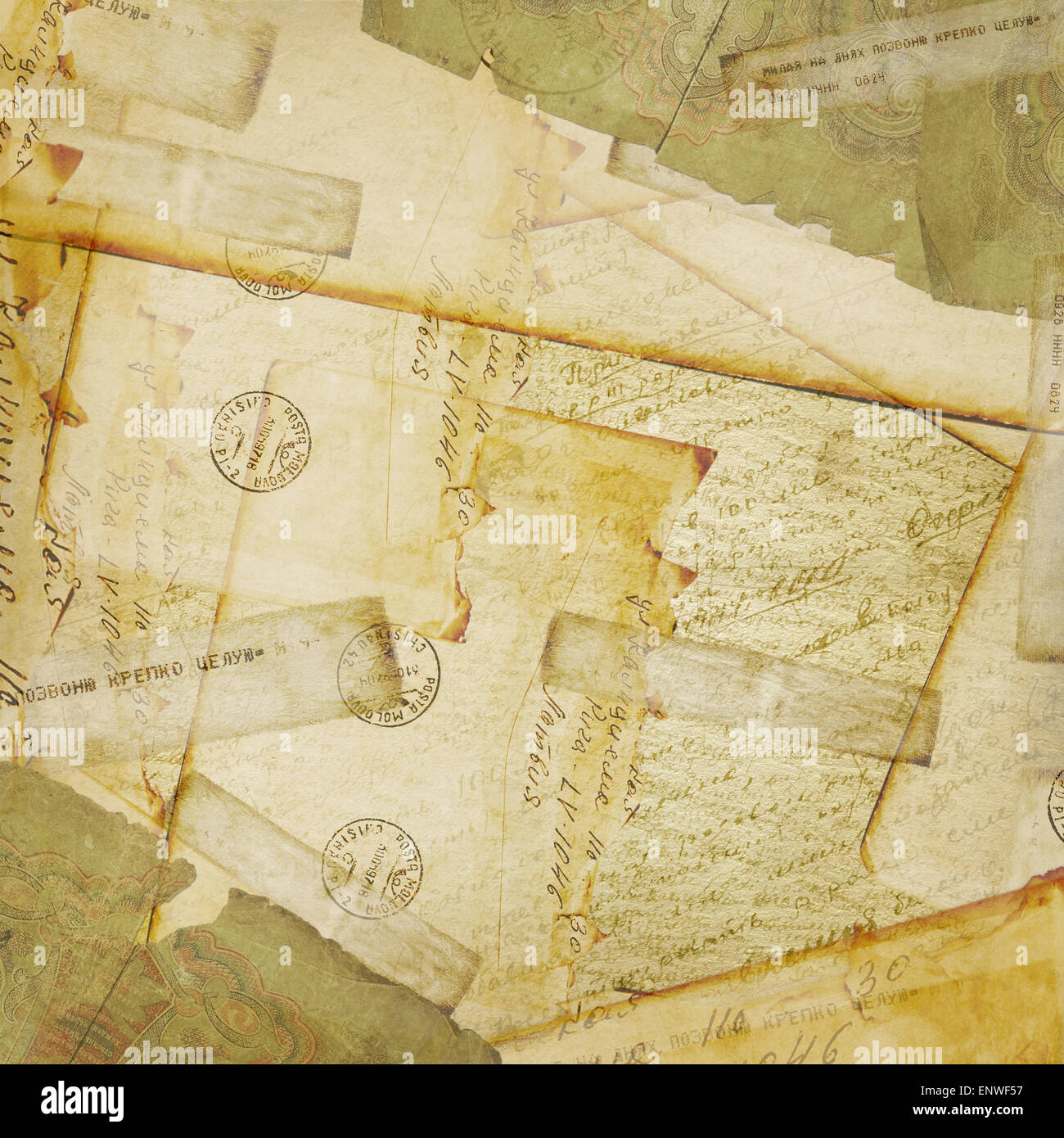 Vintage aged background, old Postcard and envelopes Stock Photo - Alamy