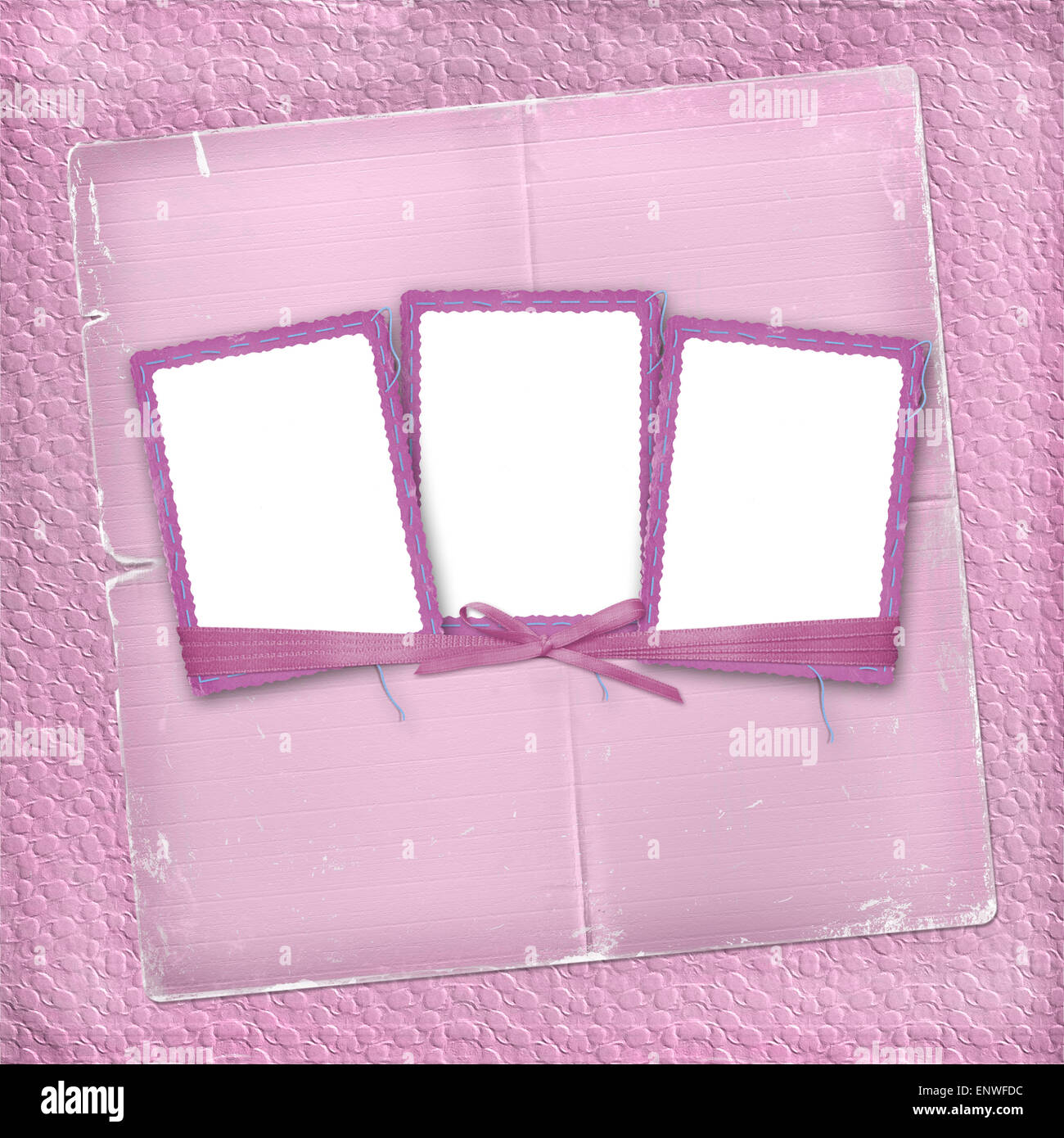 Three frame with ribbons and bow to old photos Stock Photo - Alamy