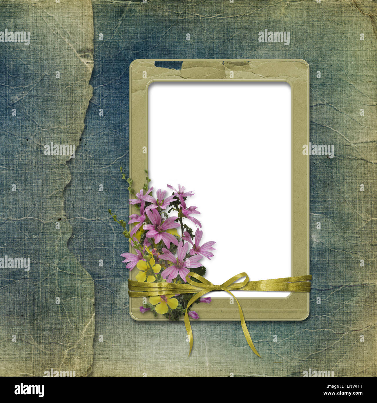 Old photoalbum with grunge frame and bunch of flowers for photos Stock ...