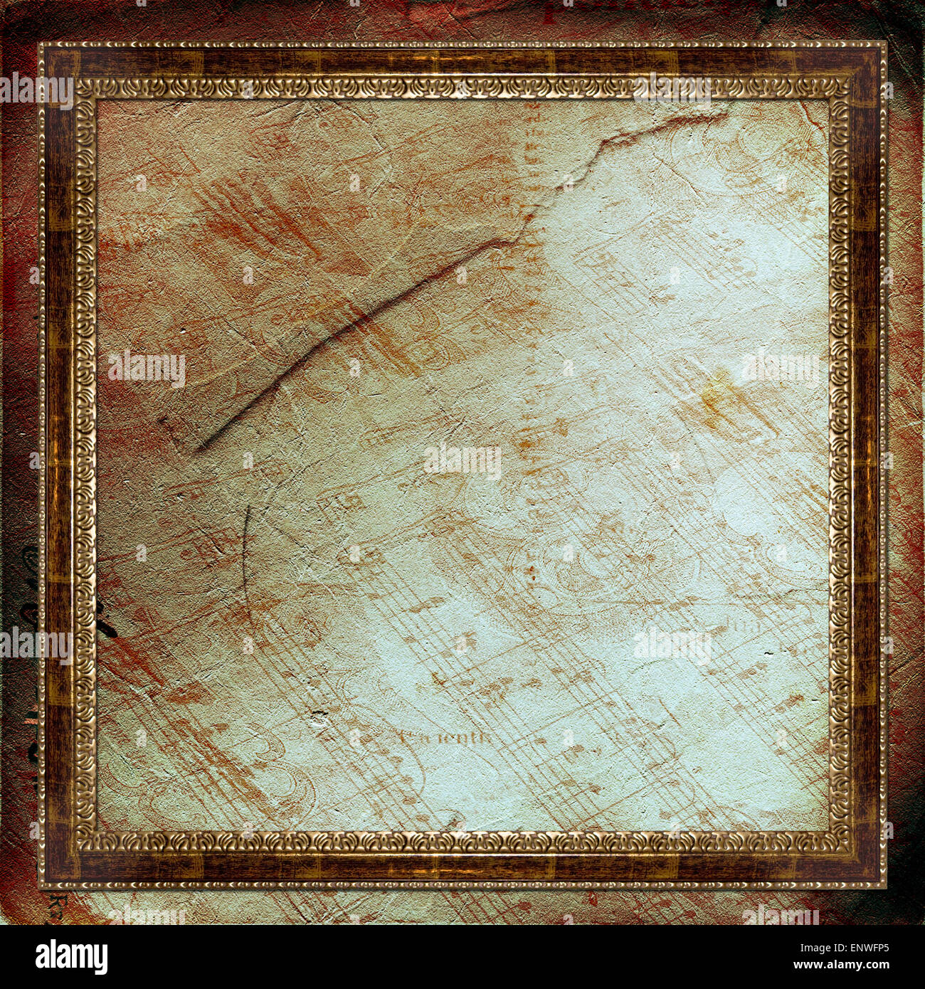 Wooden frame in Victorian style on the abstract ancient background ...