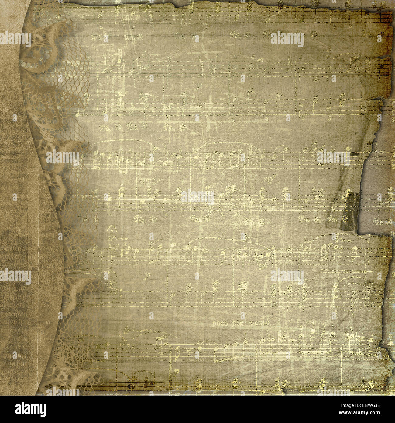 Old cover with grunge musical background and gold notes Stock Photo - Alamy