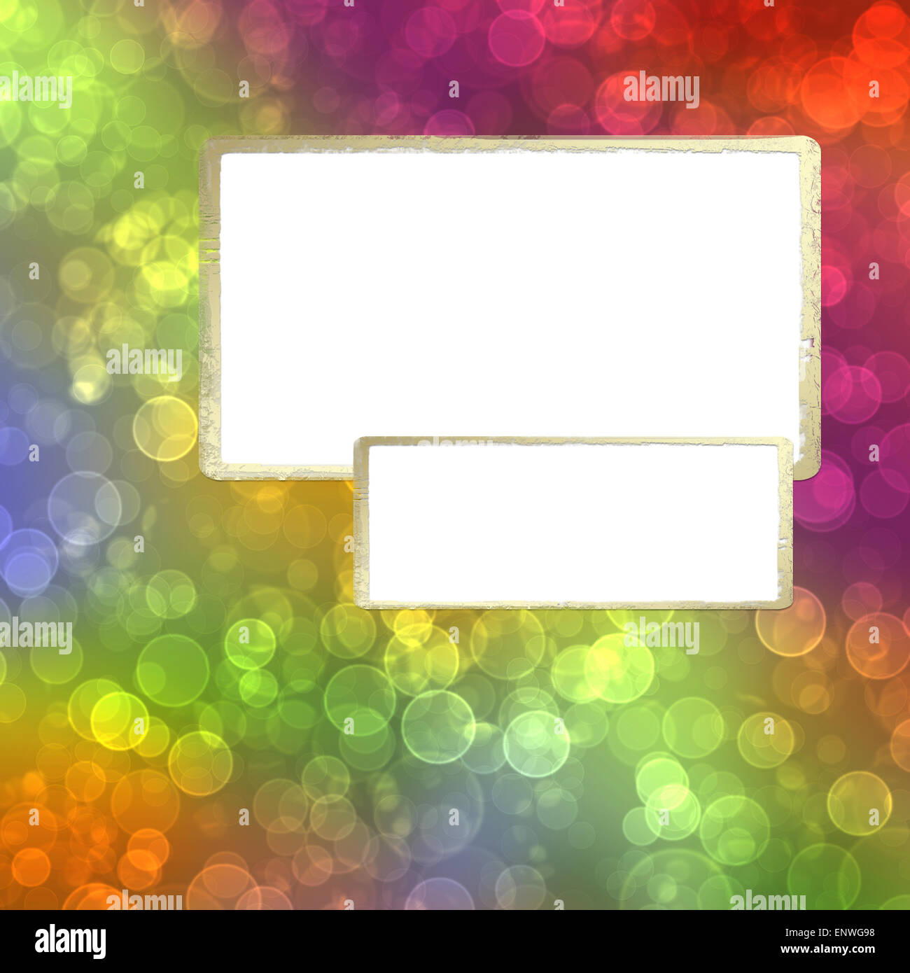Gold frame on the multicolored background with blur bokeh Stock Photo ...