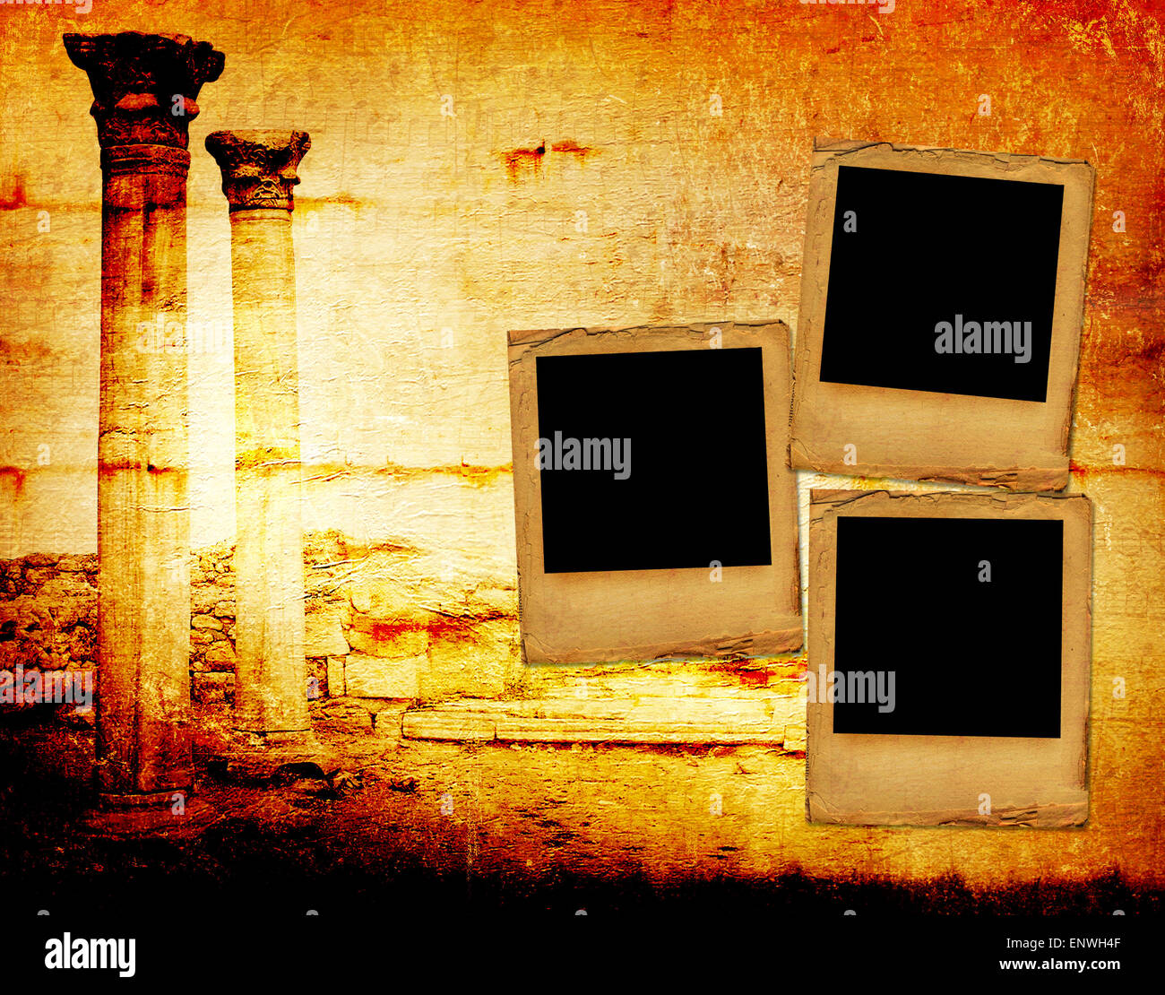 Abstract scratch ancient background in scrapbooking style with slides ...