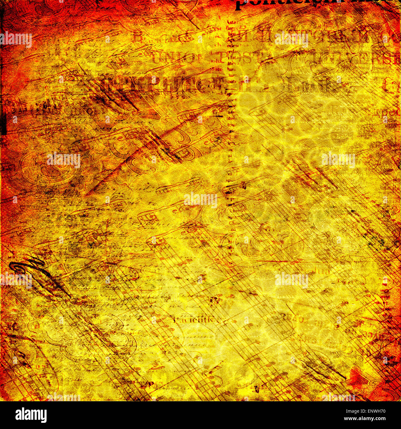 Abstract ancient background with letters and notes in Victorian style ...