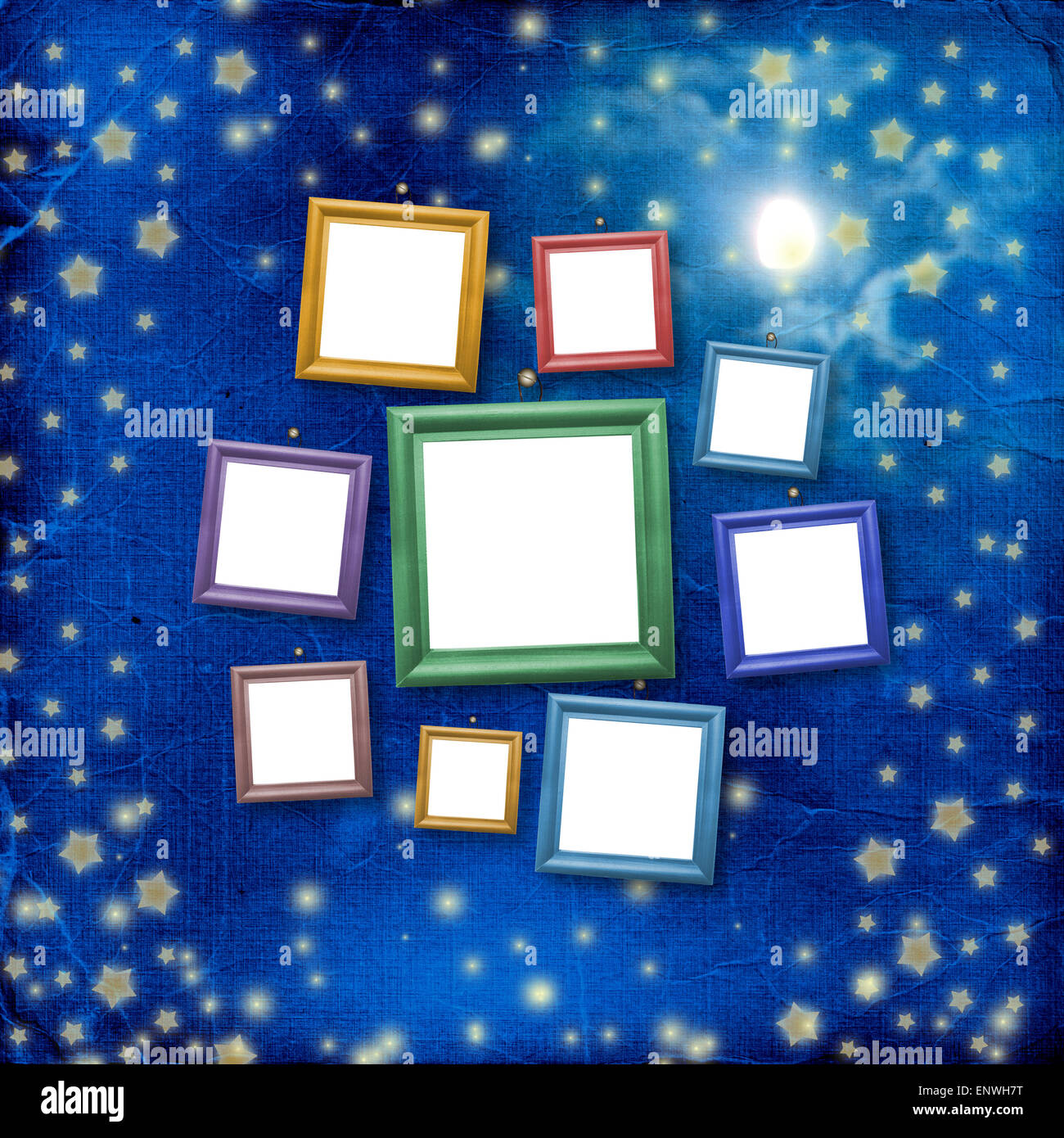Wooden frames for photo on the nightly background Stock Photo - Alamy