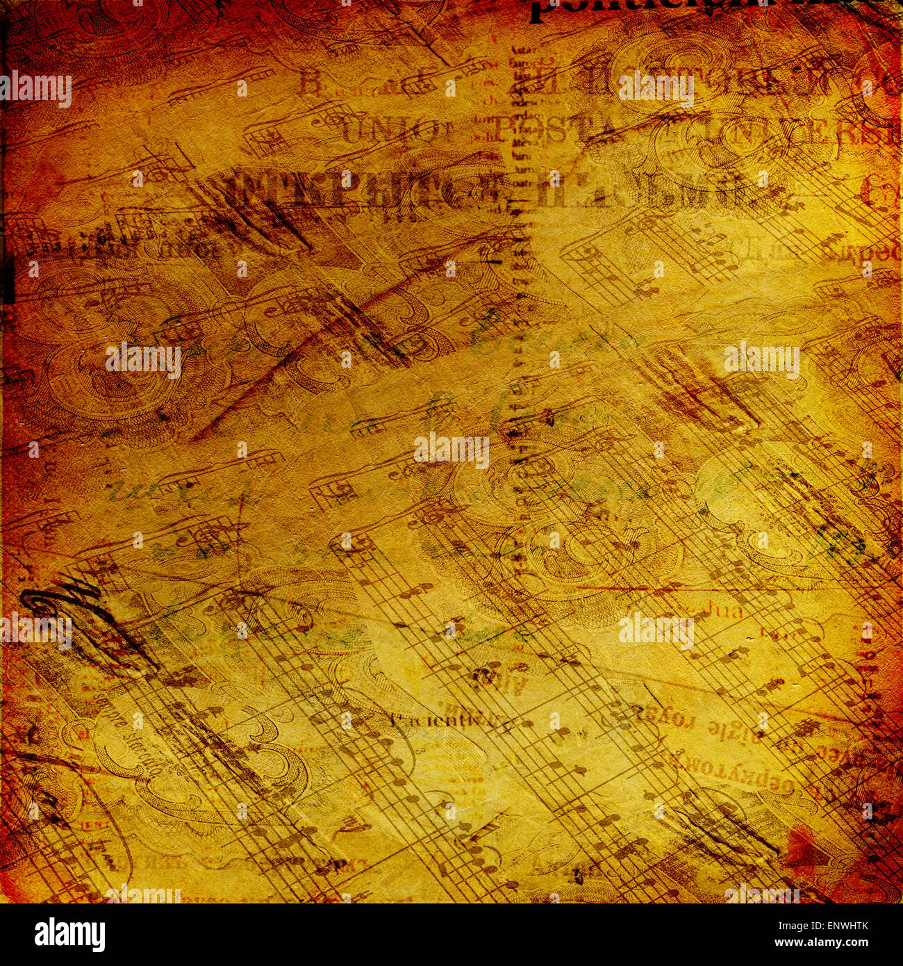 Abstract ancient background with letters and notes in Victorian style ...