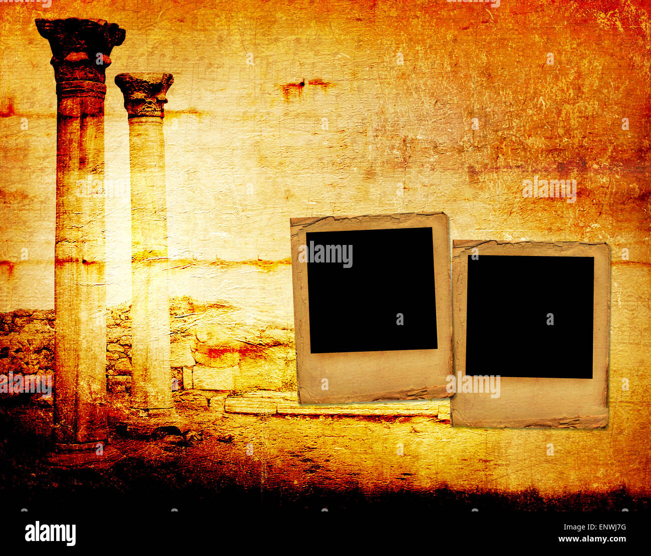 Abstract scratch ancient background in scrapbooking style with slides ...