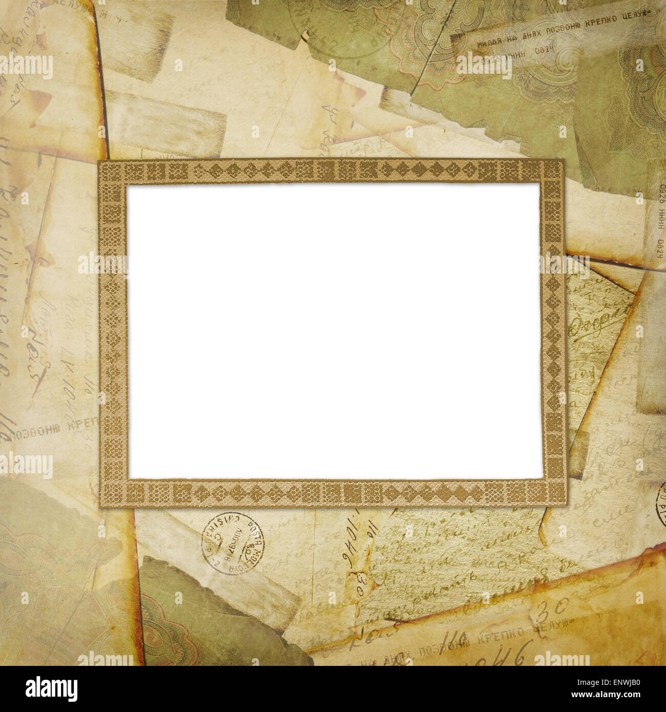 Vintage aged background, old Postcard and envelopes Stock Photo - Alamy