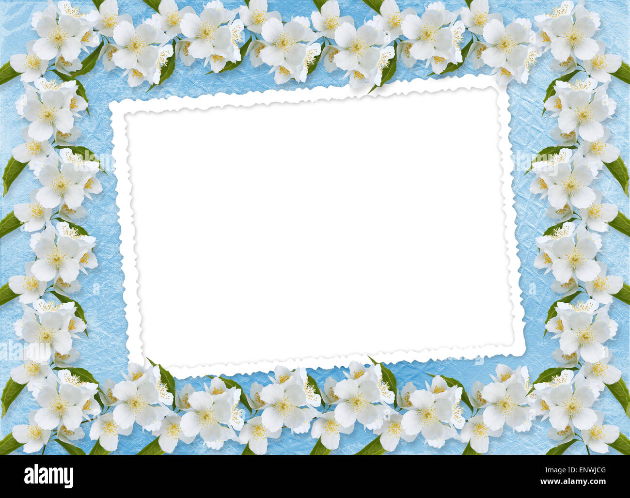 Blue abstract background with branch of Sakura Stock Photo - Alamy