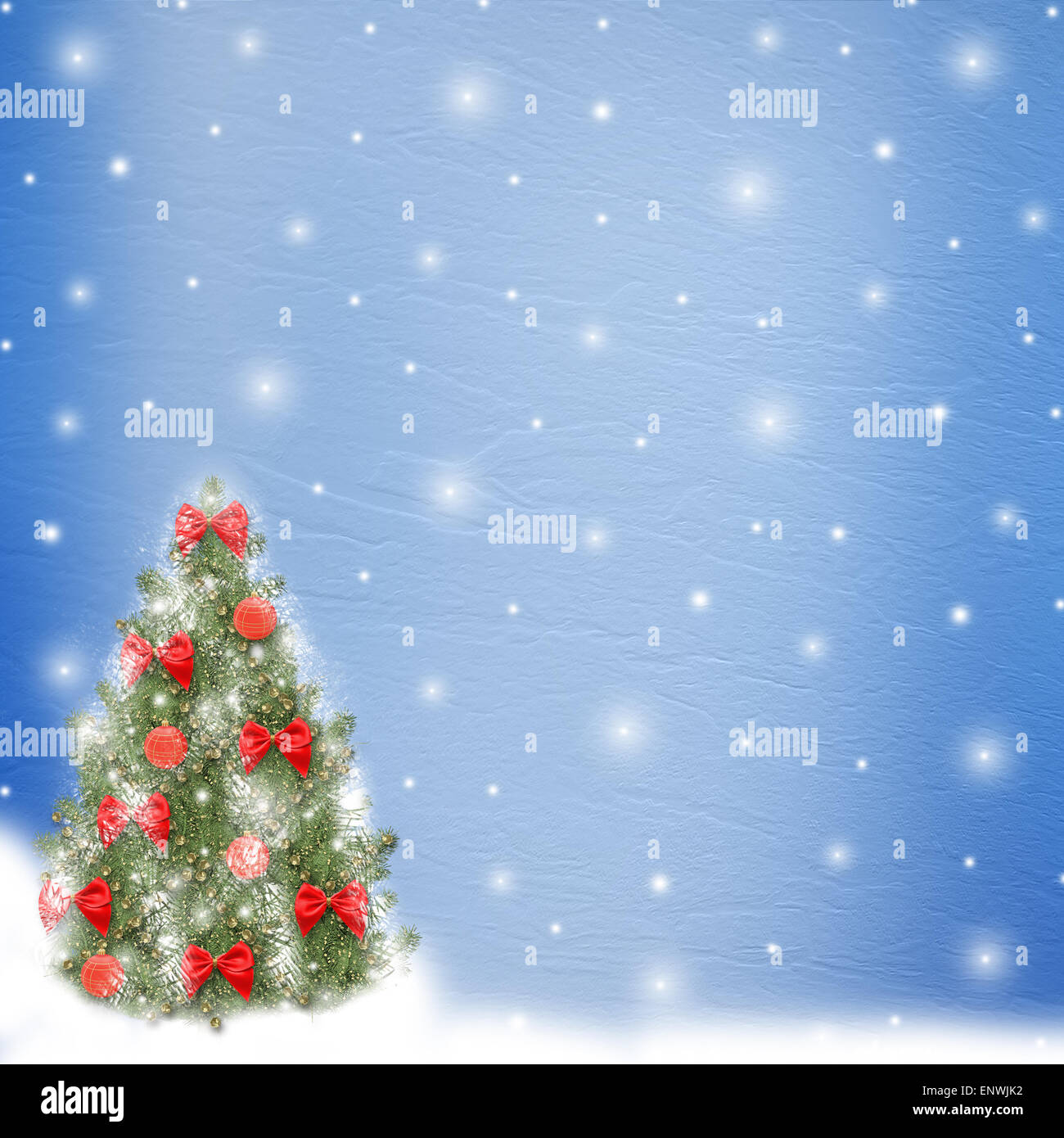 Card for congratulation. Christmas tree with balls and bows Stock Photo ...