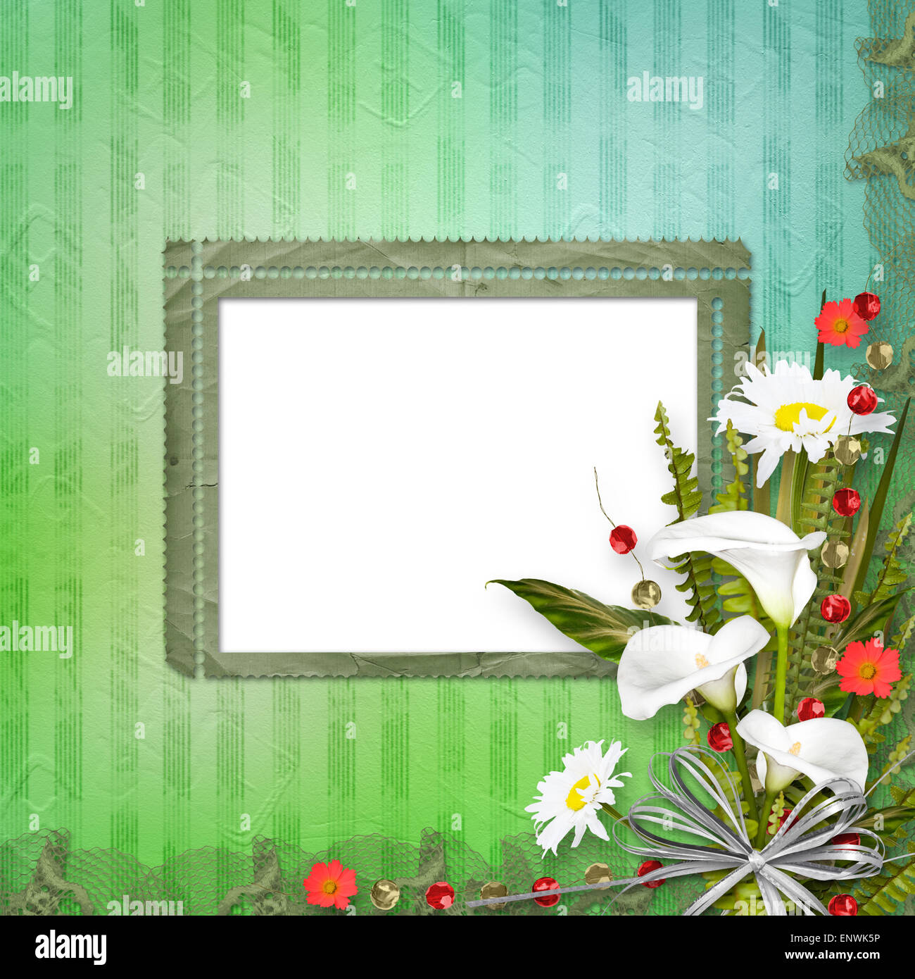 Grunge frame with bunch of flower on the paper background Stock Photo ...