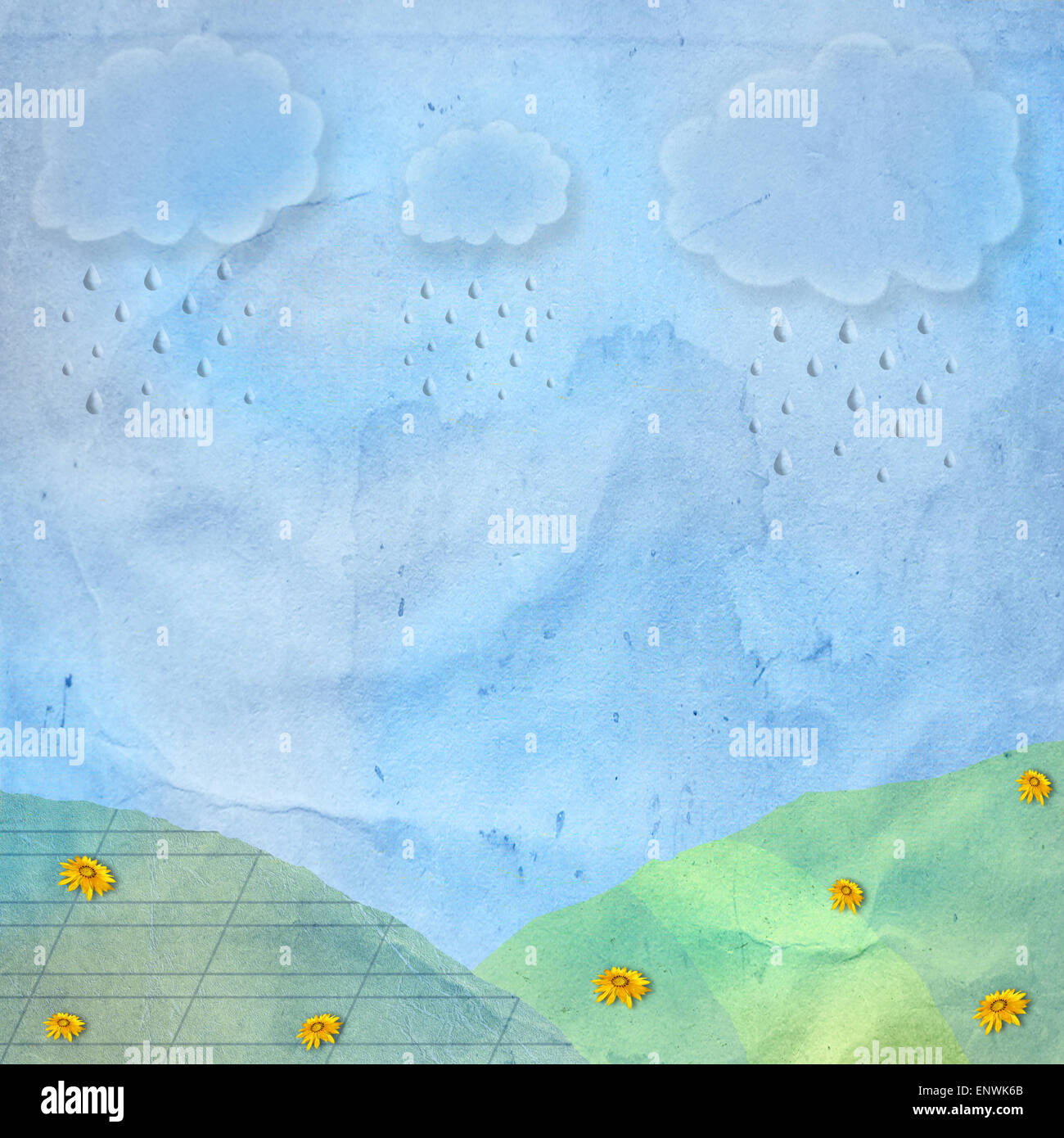 Card for greeting or congratulation with rain and clouds Stock Photo ...