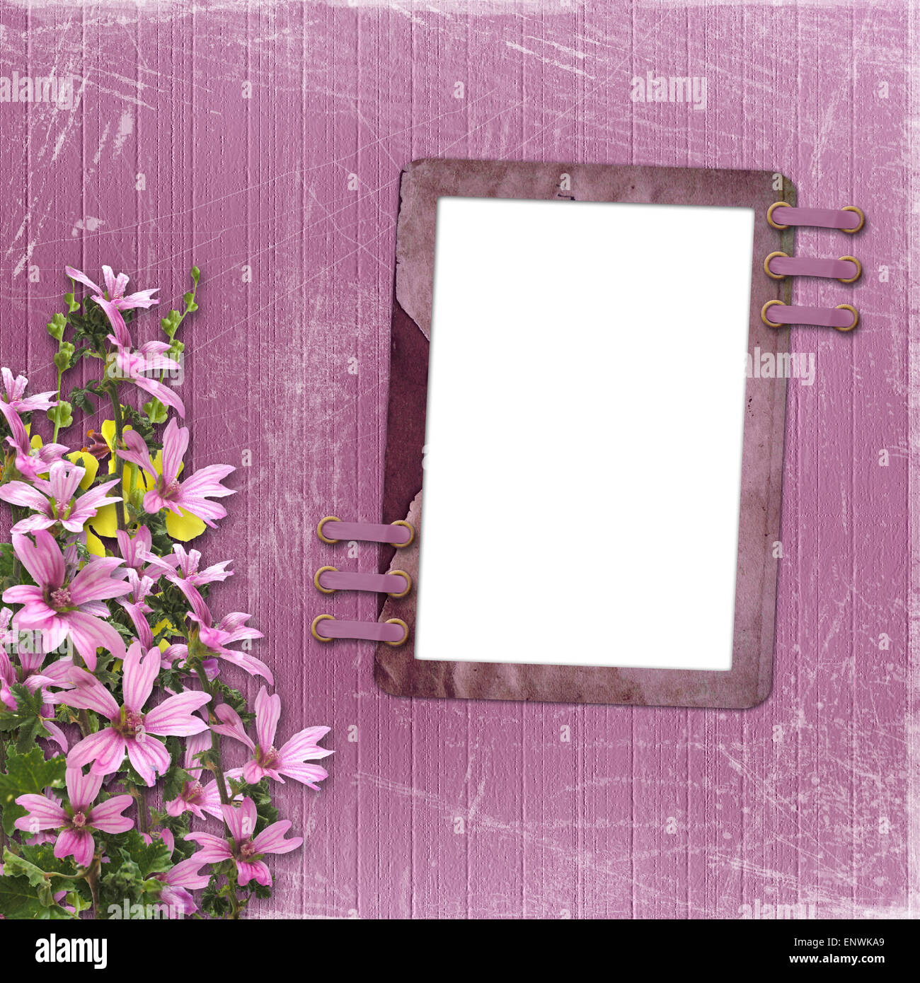 Pink abstract background with frame and floral beautiful bouquet Stock ...