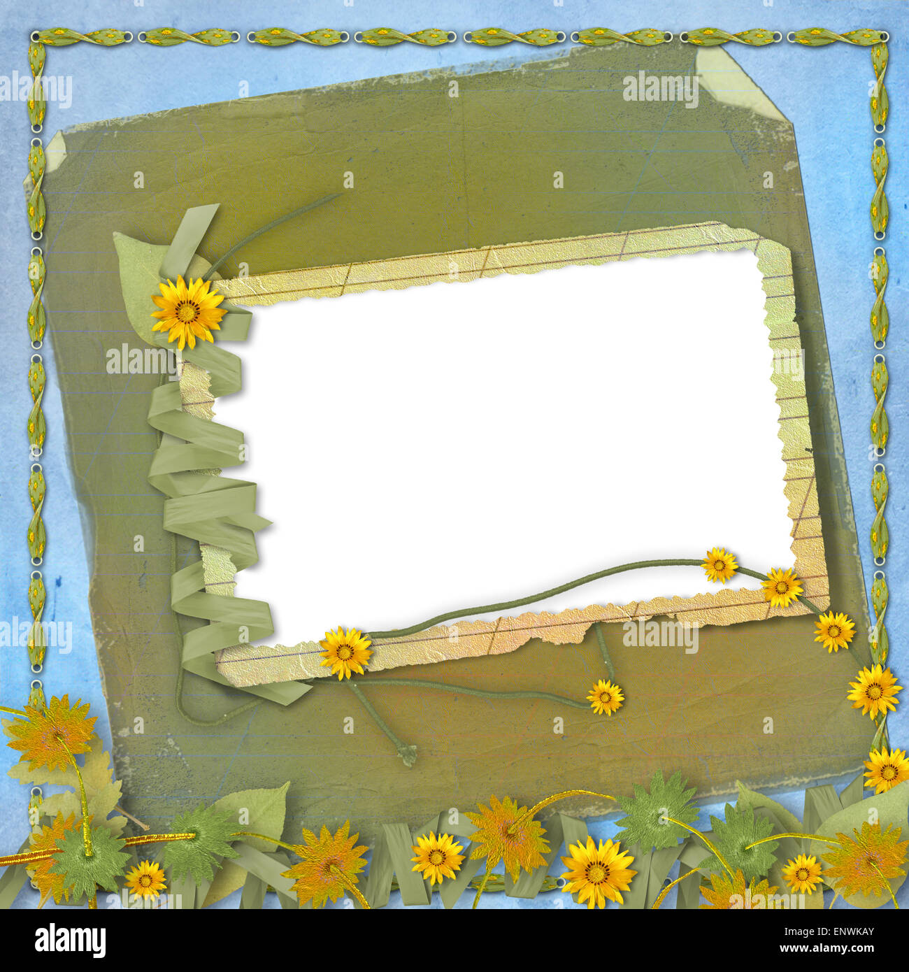 Grunge papers design in scrapbooking style with frame and bunch of ...