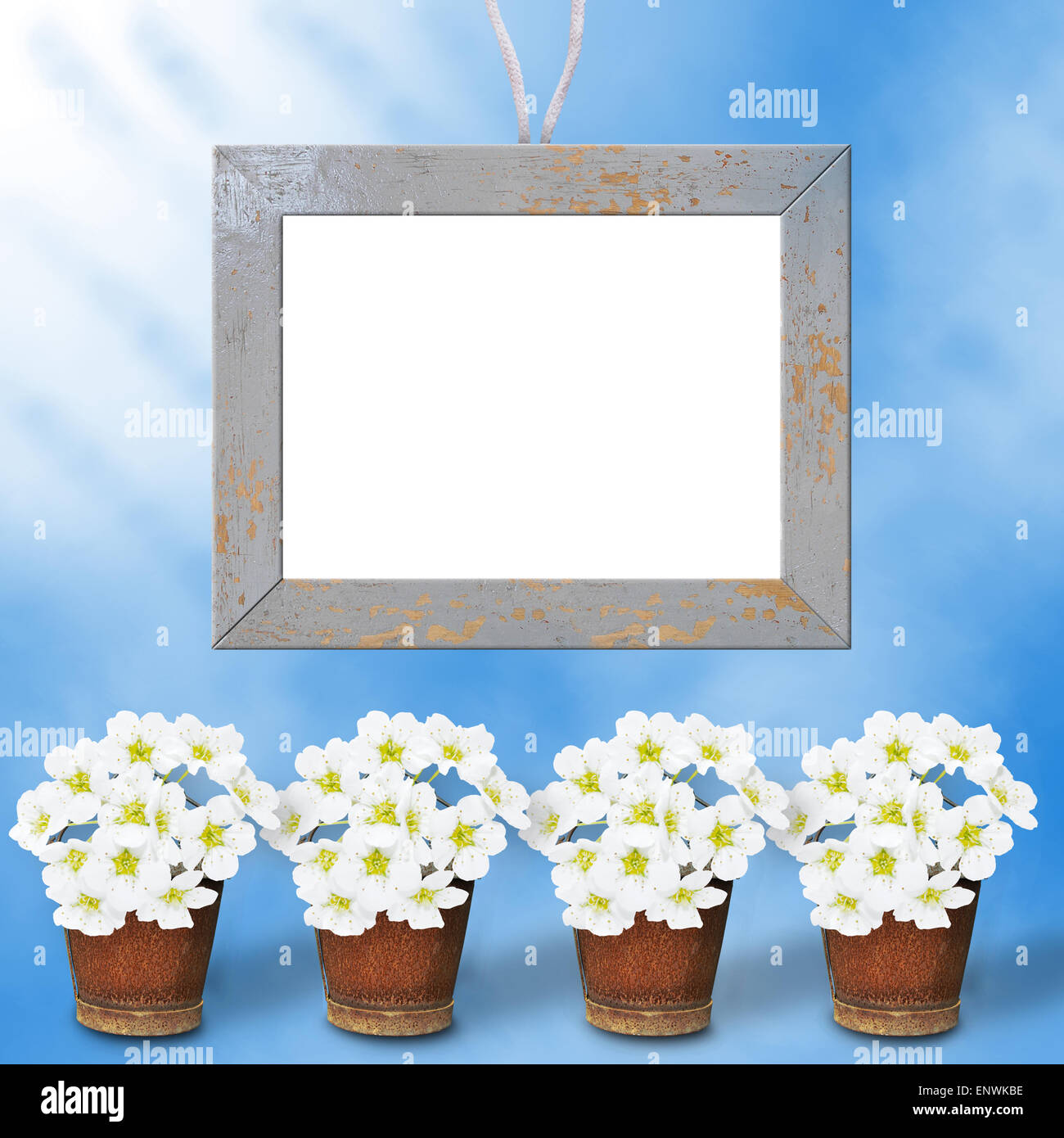 Card for greeting or congratulation with garland of flower Stock Photo ...