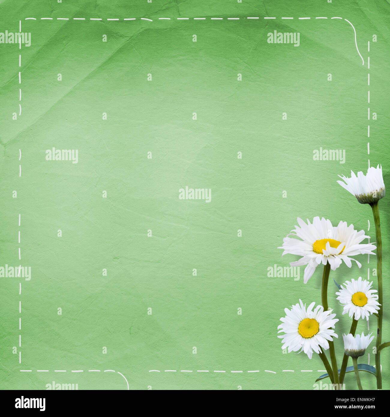 Old paper with bunch of flower on the green background Stock Photo - Alamy