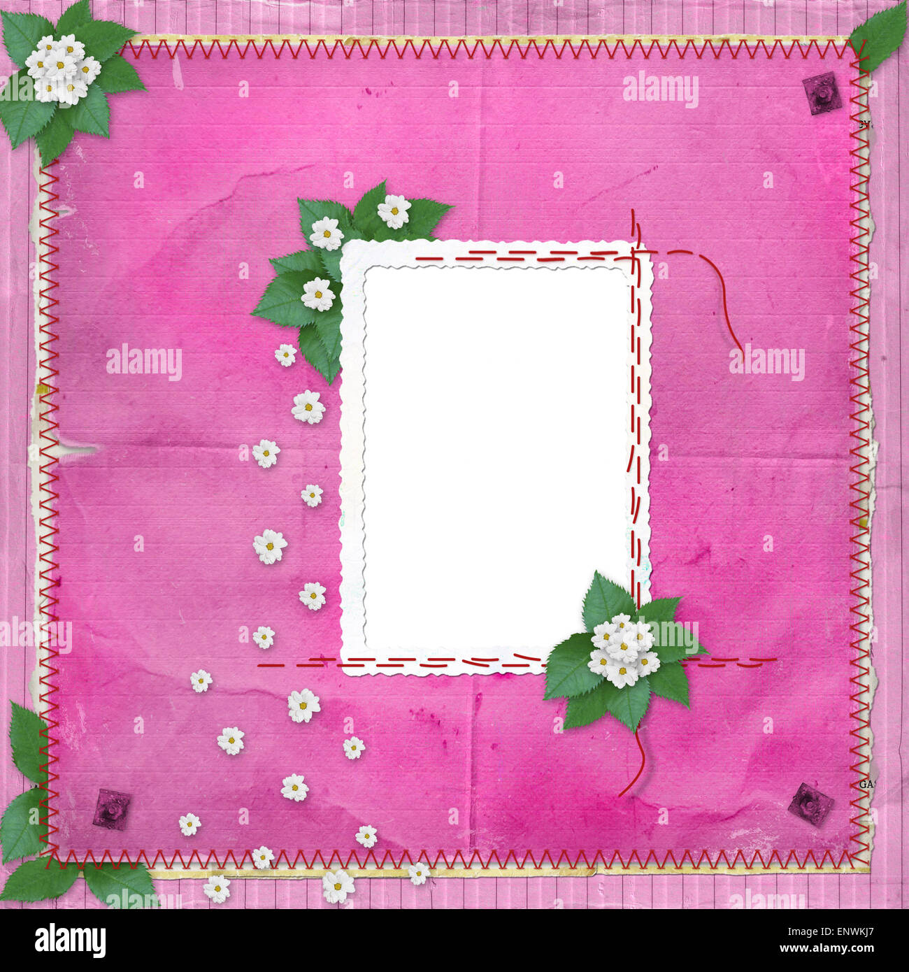 Vintage frame with bunch of flowers on the abstract background Stock ...
