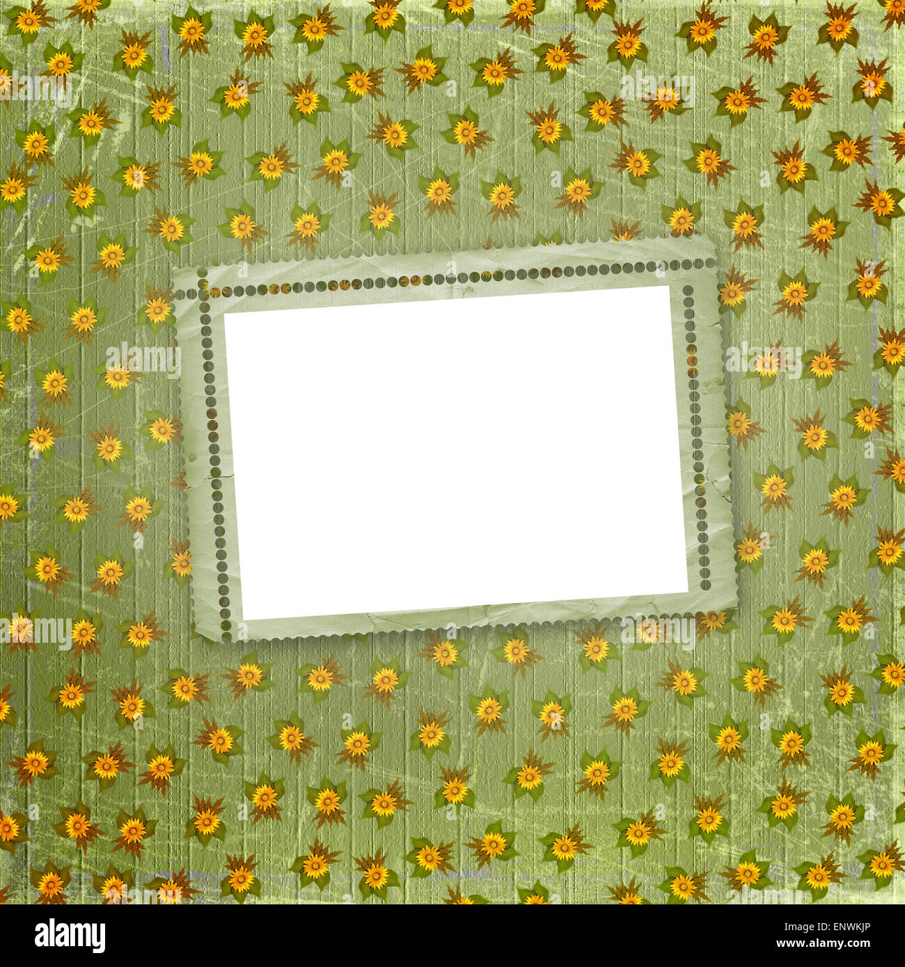 Card for greeting or congratulation on the green floral background ...