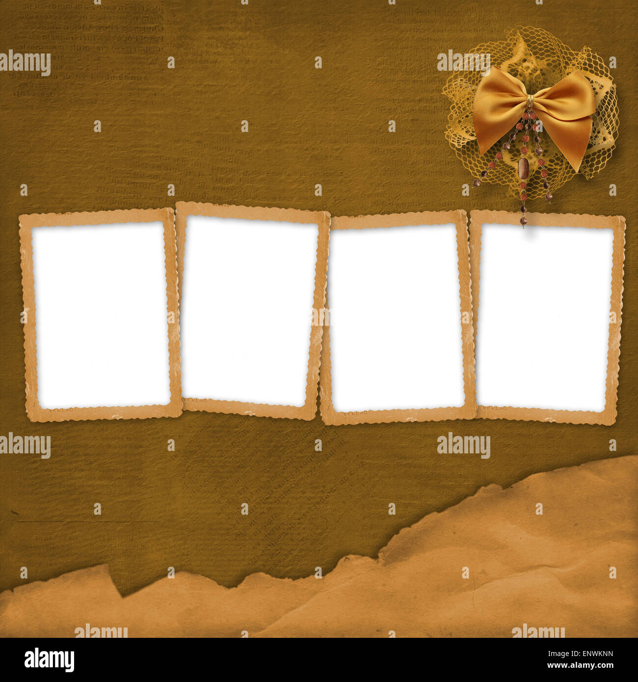 Four brown frames on the abstract background wiht bow Stock Photo - Alamy