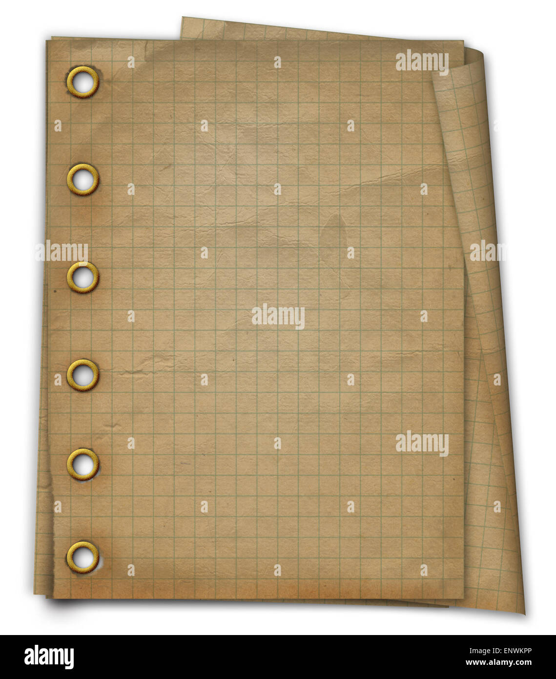 Grunge notebook. A writing-book in a section with golden clip Stock ...