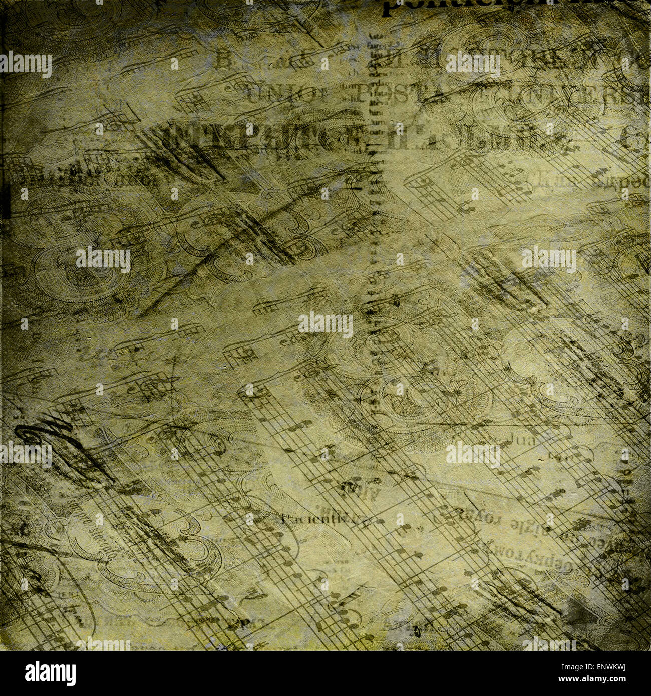 Abstract ancient background with letters and notes in Victorian style ...
