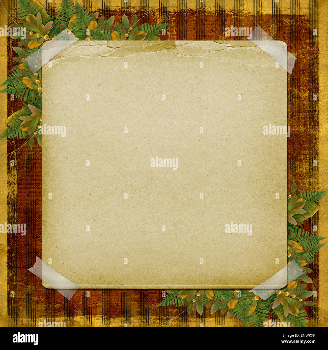 Old paper are hanging for announcement on the abstract background Stock ...