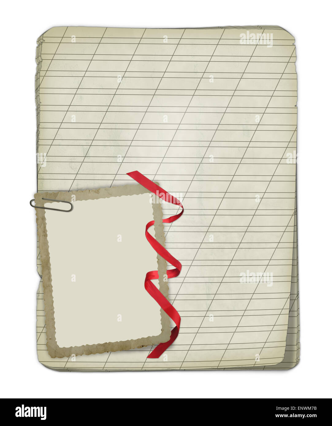 Old notebook with a photoframe on the isolated white background Stock ...