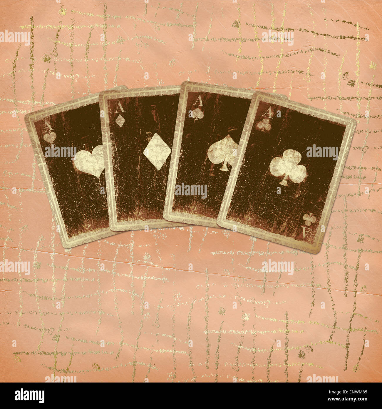 Grunge gold playing cards on the abstract background Stock Photo - Alamy