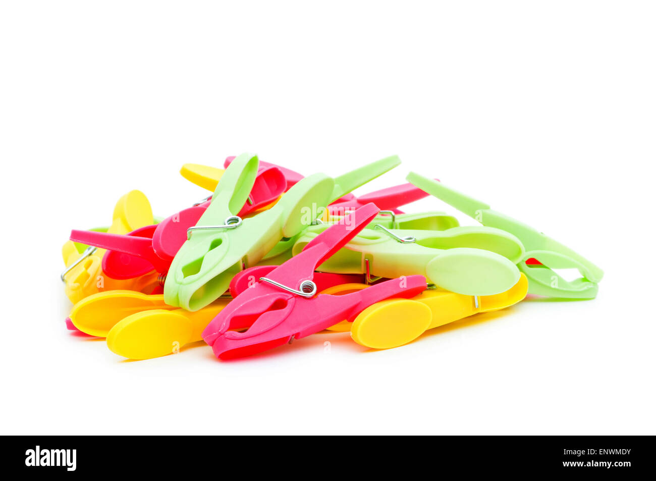 Various pegs isolated on the white background Stock Photo - Alamy