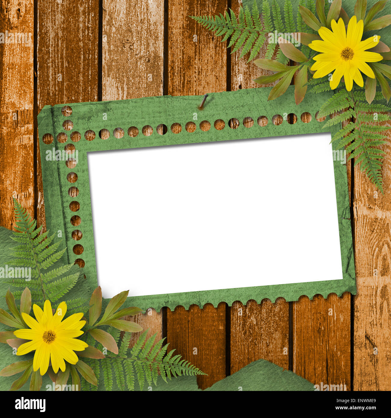 Grunge frame with bunch of flower on the wooden background Stock Photo ...