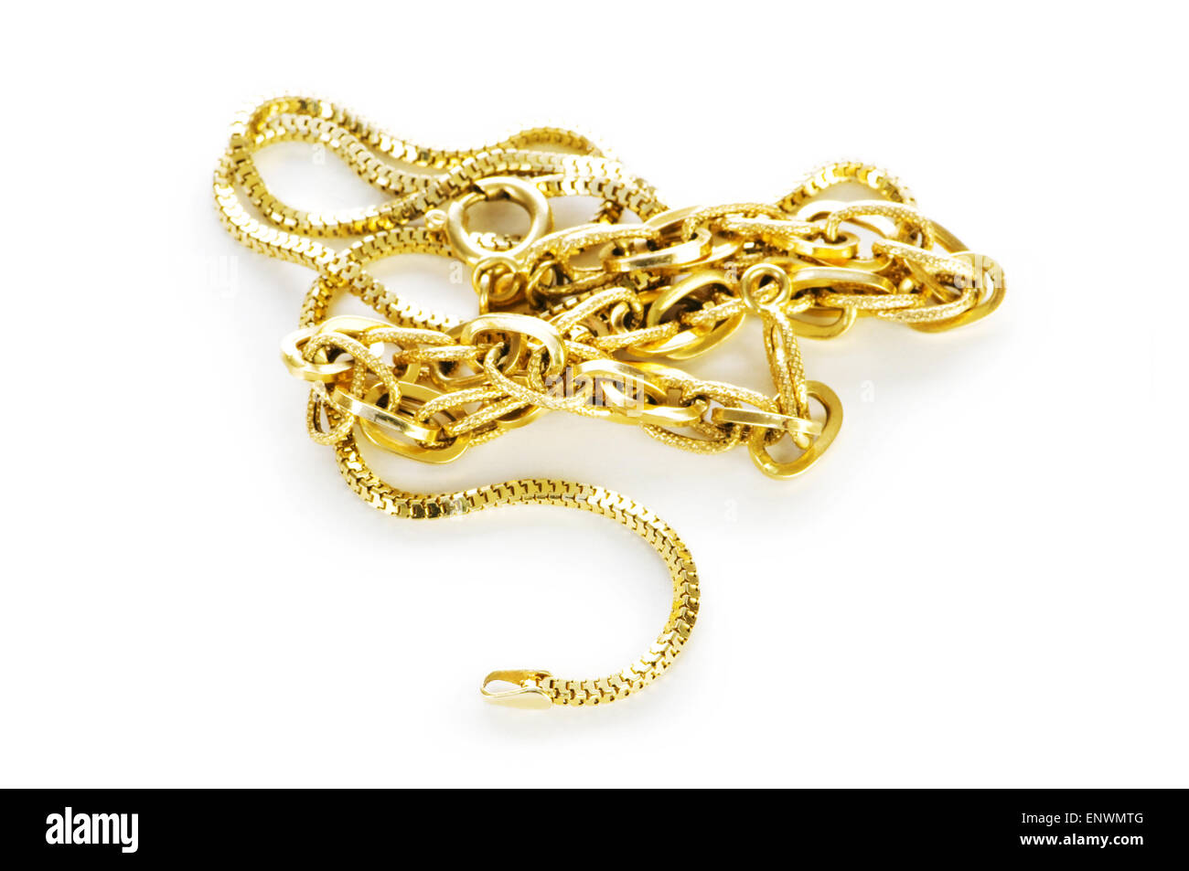 Golden chain isolated on the white background Stock Photo - Alamy