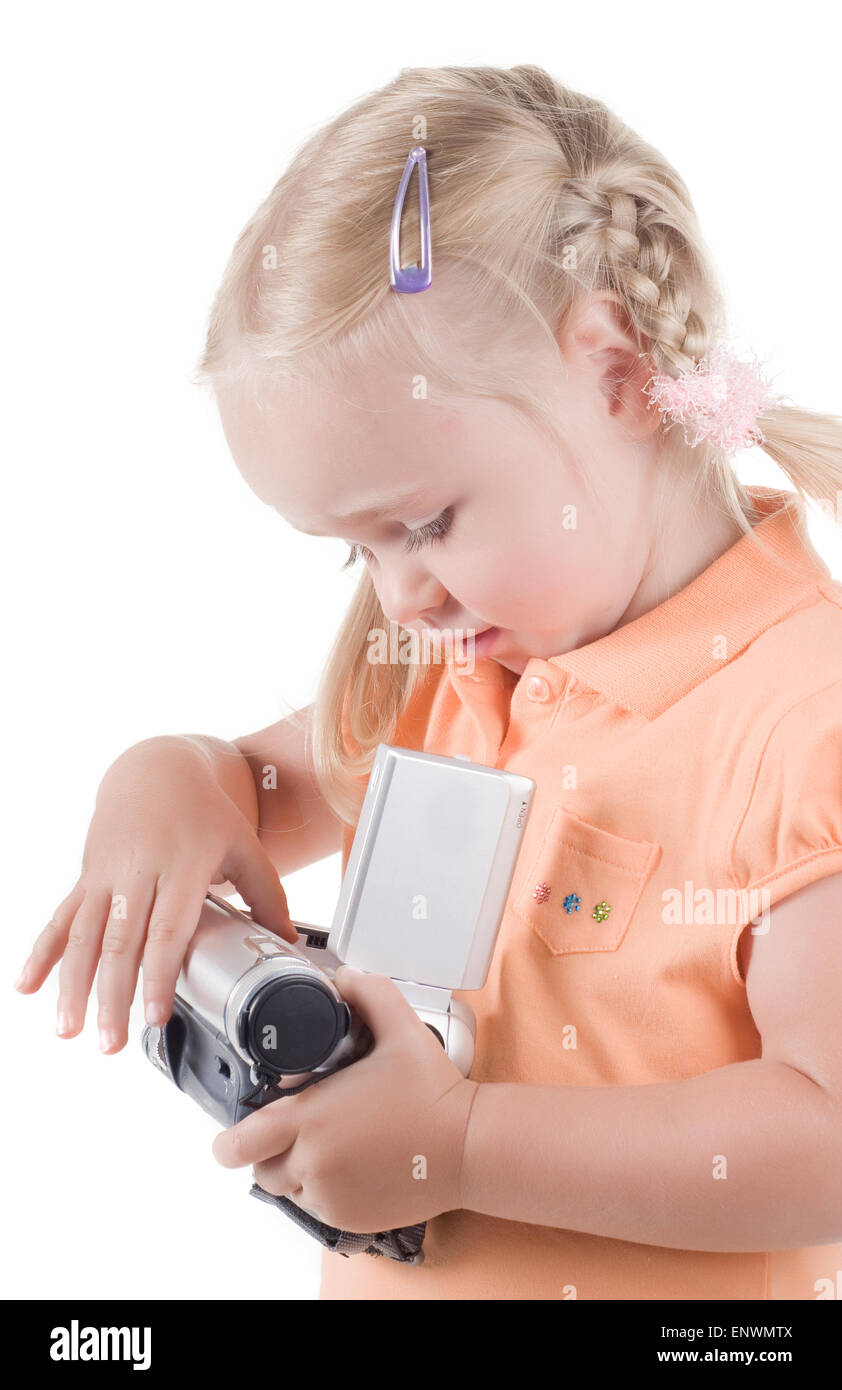 Little girl with camera Stock Photo - Alamy
